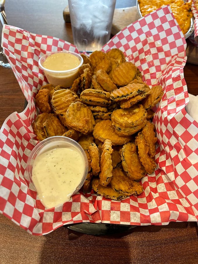 Fried pickles: The South's gift to bar snacks. Crispy, tangy, and more addictive than your favorite Netflix series.