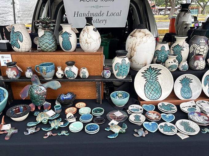 Pottery with a side of paradise! These handcrafted gems bring a touch of aloha to your morning coffee ritual.