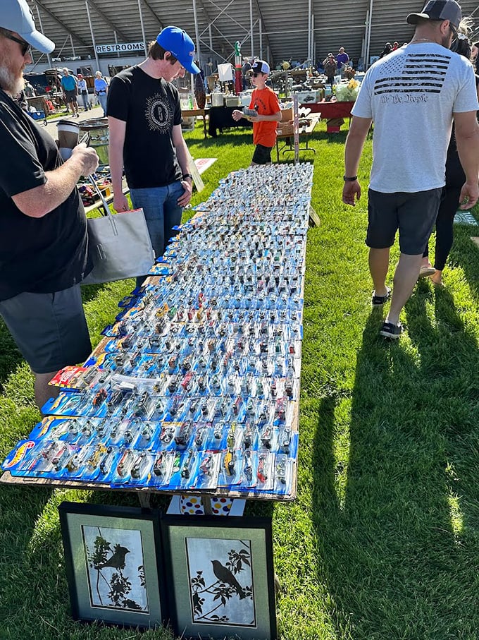 Hot Wheels heaven! This sea of tiny cars is every collector's dream and every parent's "don't touch" nightmare. Nostalgia on wheels!