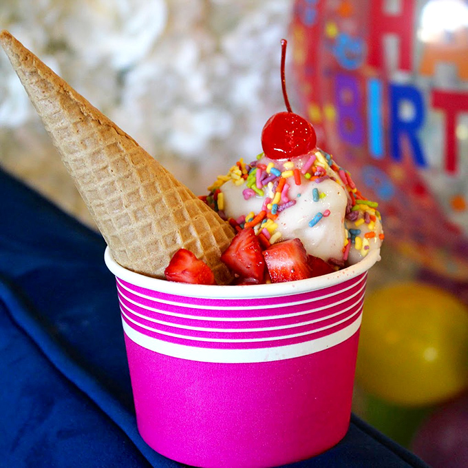 Ice cream that's dressed to impress! This cup of joy is ready for its Instagram close-up. #DessertGoals