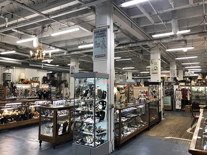 Look up, look down, look all around! From floor to ceiling, every nook and cranny is bursting with potential treasures. It's like a real-life game of "I Spy."