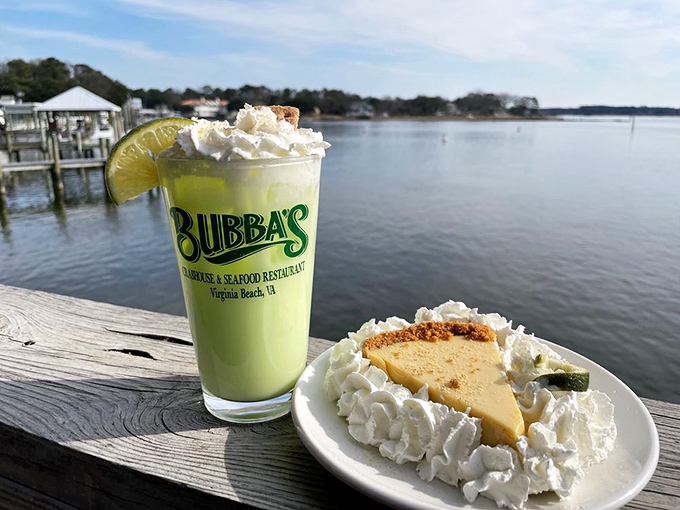 Key lime pie that's greener than a seasick sailor, paired with a creamy key lime crush. It's a double dose of citrusy paradise.