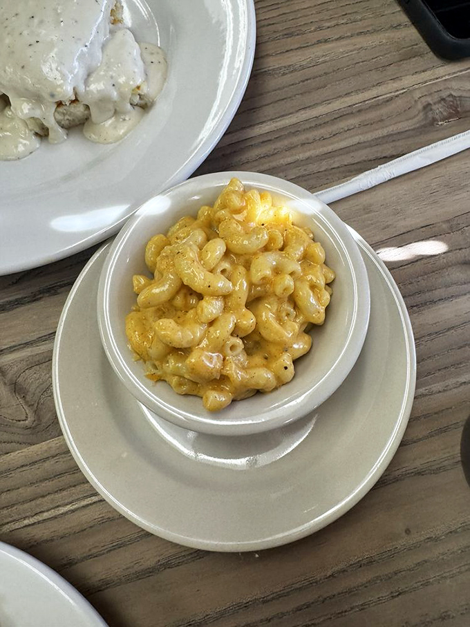 Mac and cheese that puts your childhood favorite to shame. It's so good, you'll want to hug the chef (but please don't, let's keep things professional).
