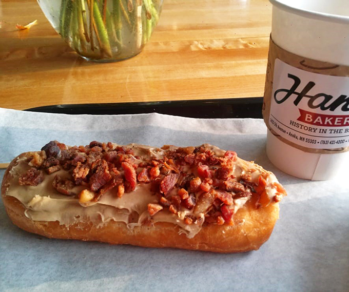 Maple bacon long john: where breakfast and dessert collide in a flavor explosion that'll rock your taste buds.