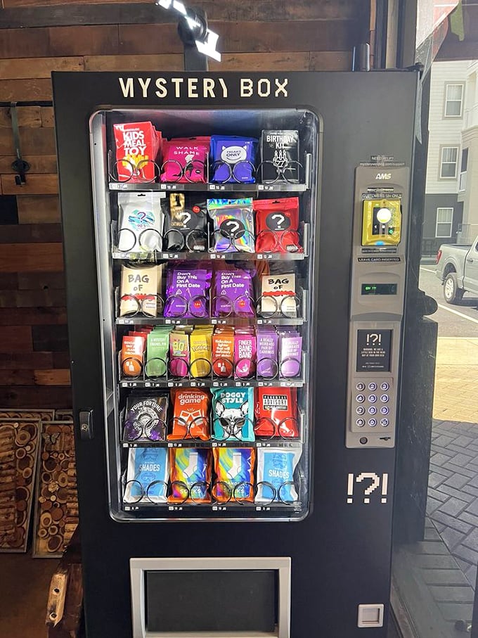Mystery loves company! Teak's vending machine adds a dash of whimsy to your dining experience. What will you discover?