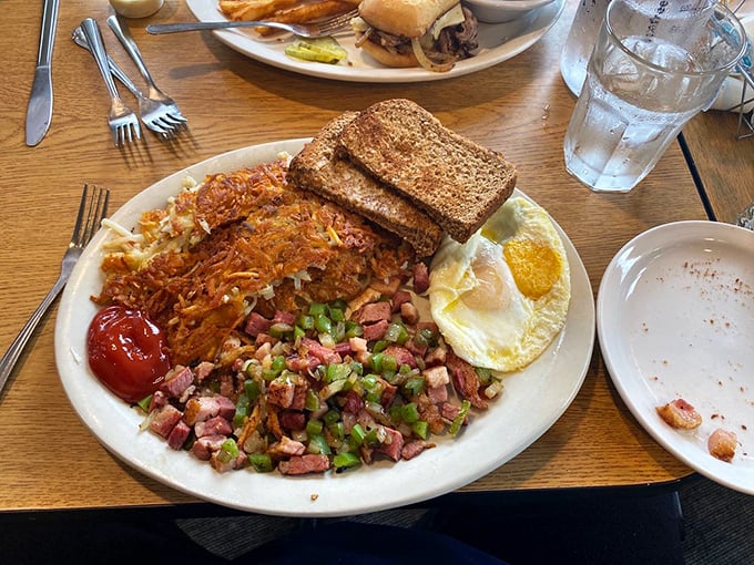 A hash brown heaven with a side of nostalgia. This corned beef hash is like a time machine for your taste buds, transporting you to simpler times.