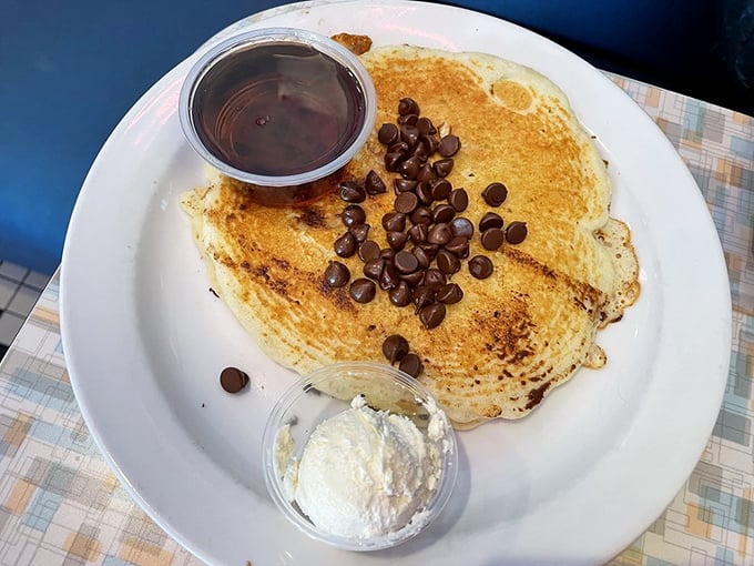 Pancakes so fluffy, they could double as pillows! Add chocolate chips, and you've got breakfast nirvana on a plate.