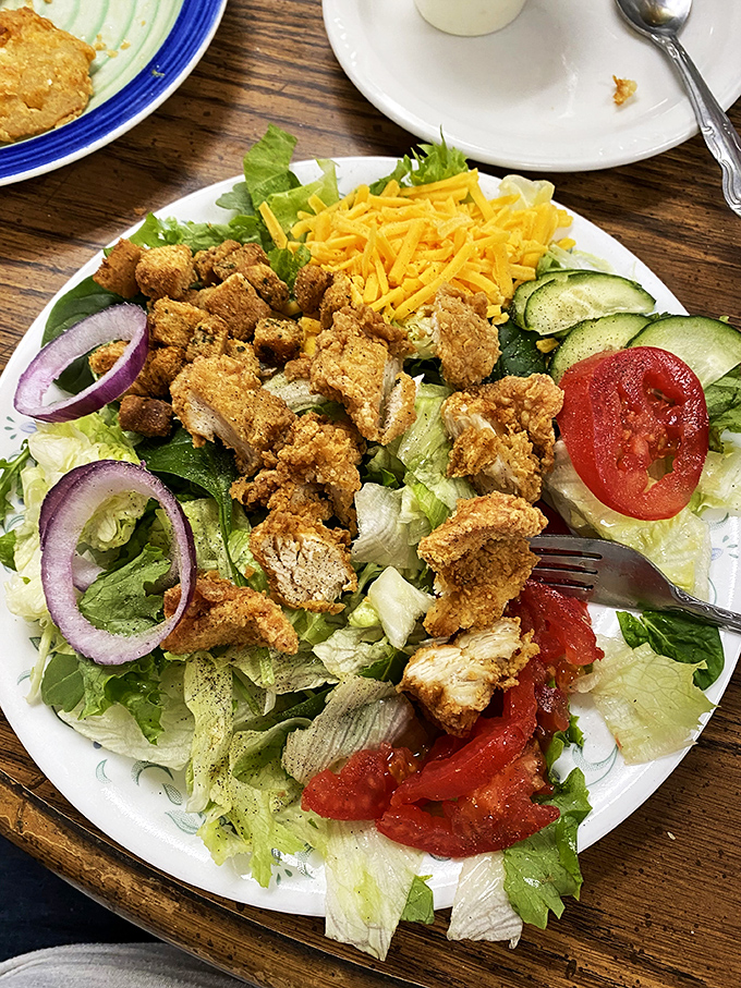 Who says you can't have it all? This salad is the Swiss Army knife of meals - crunchy, creamy, and with enough protein to fuel your next hike... to the couch.
