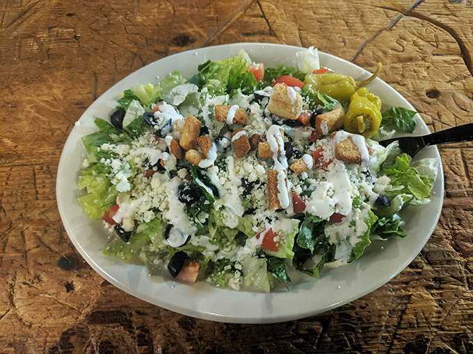 Who says you can't be healthy at a pizzeria? This salad is crisp, colorful, and ready for its close-up.