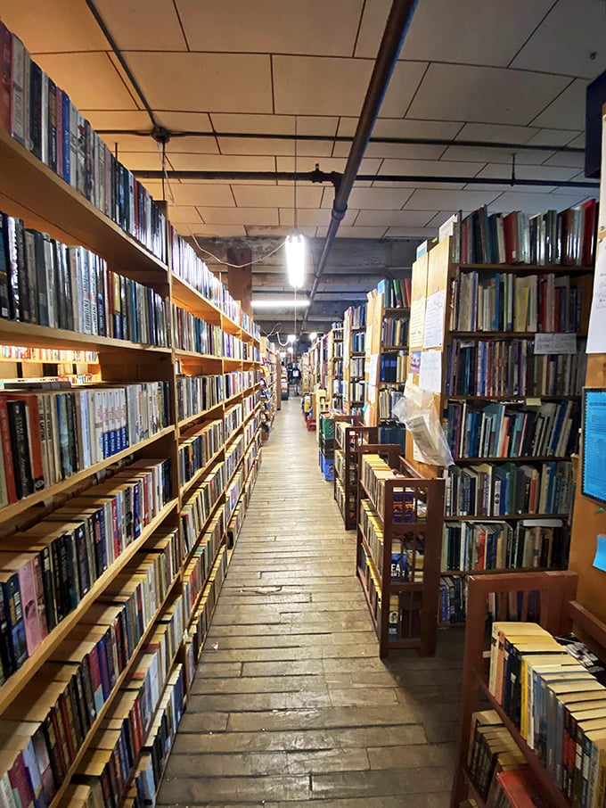 Floor-to-ceiling temptation! This wall of words is enough to make any book lover weak in the knees.