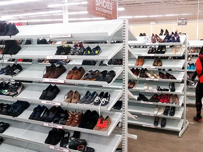 Shoe paradise organized with military precision. From formal to flip-flop, your next favorite footwear is hiding in plain sight.