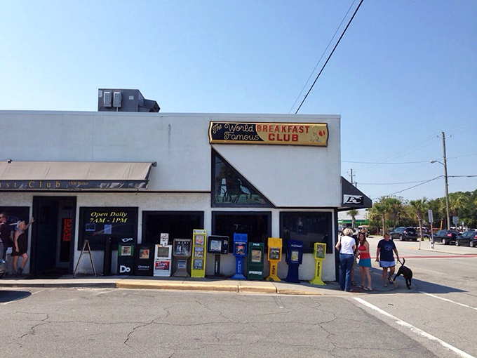A beacon of hope for hungry souls. This sign doesn't just advertise a restaurant &ndash; it's a promise of deliciousness from 7AM to 1PM daily.