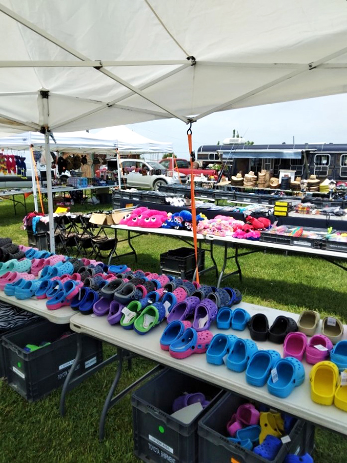 Crocs of all colors! This footwear fiesta proves that comfort can come in every shade of the rainbow. Your feet will thank you later.