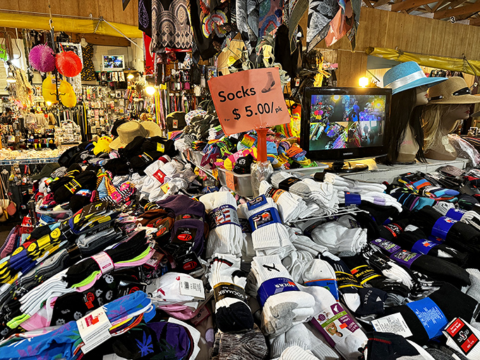 Sock it to me! This mountain of foot cozies has more variety than Baskin Robbins has flavors.