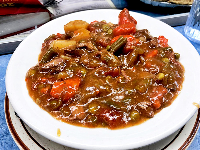 A stew so hearty, it could warm the coldest Minnesota winter. Each spoonful is like a bear hug for your taste buds.