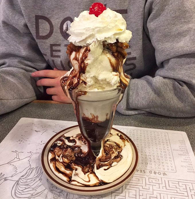 Is it a sundae or a skyscraper? This towering treat defies gravity and willpower. Grab a spoon and prepare for a sweet, melty adventure!