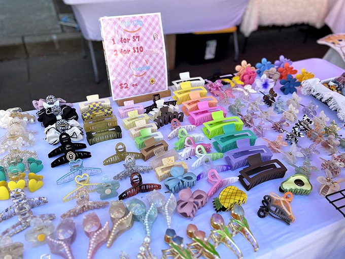 Hair affair extraordinaire! This technicolor display of clips and bands promises to turn any bad hair day into a playful style statement.