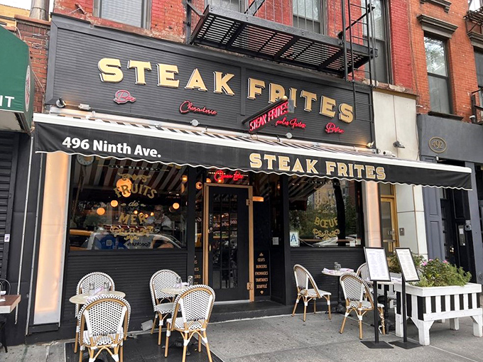 Black and white and 'red' all over. Steak Frites Bistro is serving up slices of France on a New York sidewalk.