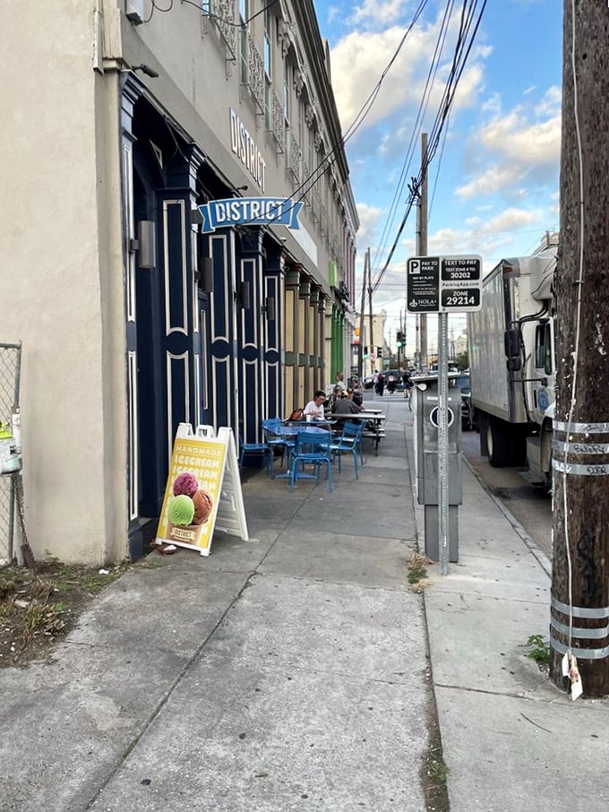 Sidewalk seating: Where people-watching meets mouth-watering. The perfect recipe for a New Orleans afternoon.
