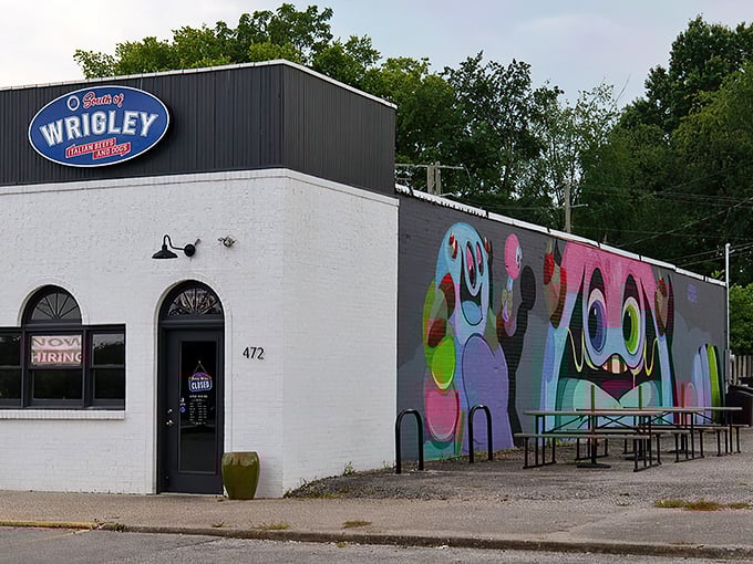 Eat, drink, and be colorful! This mural adds a splash of whimsy to your dining experience, making every bite feel like a celebration.