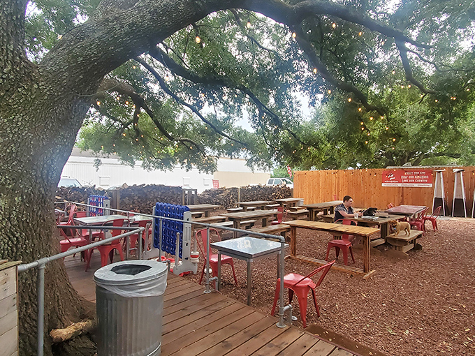 Dining al fresco under the Texas sky. It's like a picnic, but with much, much better food. Pass the napkins, please!