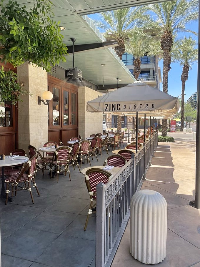 Dine al fresco without the jetlag! Zinc Bistro's outdoor seating area lets you enjoy a taste of Paris while soaking up that famous Arizona sunshine.