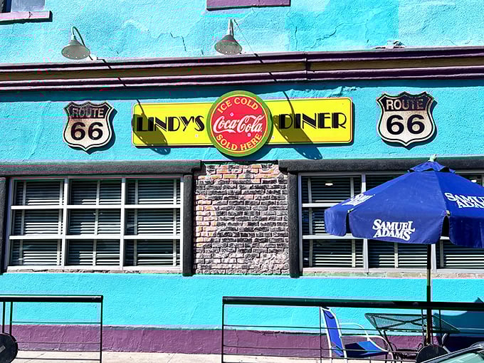 Route 66 meets comfort food heaven. Lindy's exterior is like a postcard from the past, inviting you to pull up a chair and stay awhile.