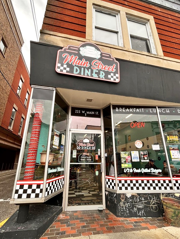The gateway to gastronomic bliss! This entrance isn't just inviting; it's practically pulling you in with the promise of comfort food and nostalgia.