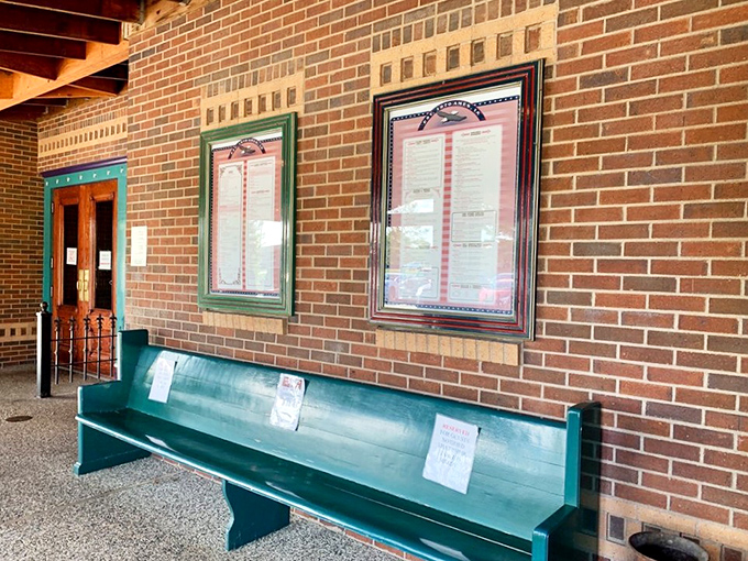 The calm before the flavor storm. This outdoor waiting area is where barbecue dreams begin to take shape.