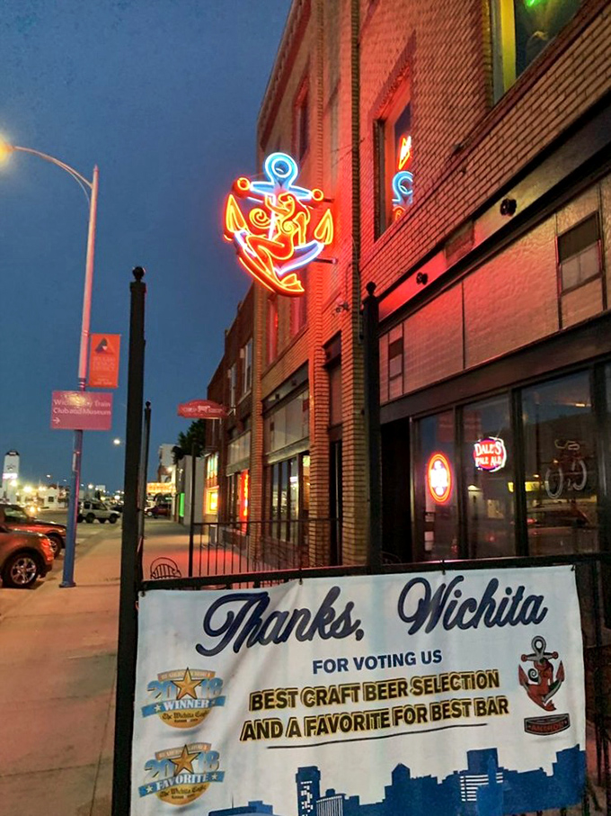 The Anchor: where neon dreams and sandwich schemes come true. Wichita's nightlife never looked so delicious.