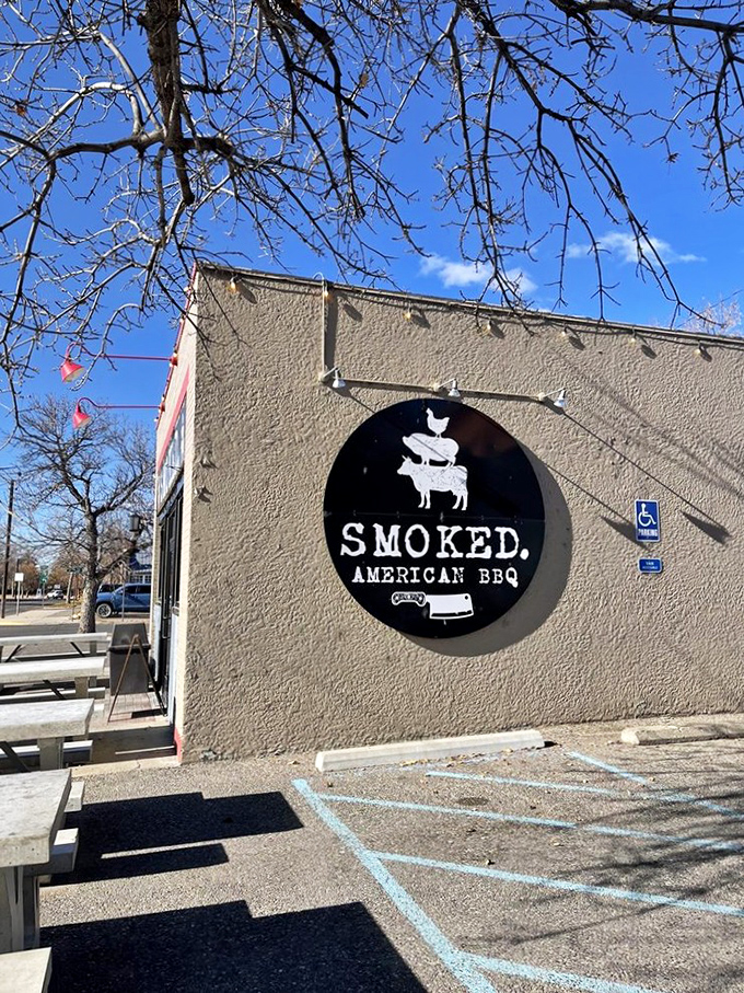 SMOKED's sign: a beacon of hope for the hungry. It's like a bat signal for barbecue lovers across Great Falls.