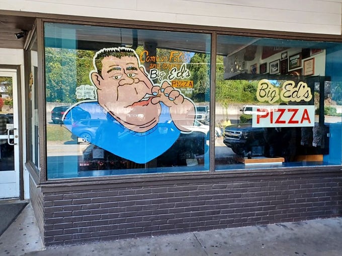 Come on in, the pizza's fine! Big Ed's exterior is like a warm hug, inviting you to indulge in cheesy bliss.