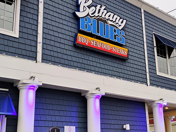 The sign that launched a thousand cravings, its blue and red glow a lighthouse for the BBQ-obsessed wandering Delaware's coastal highway.