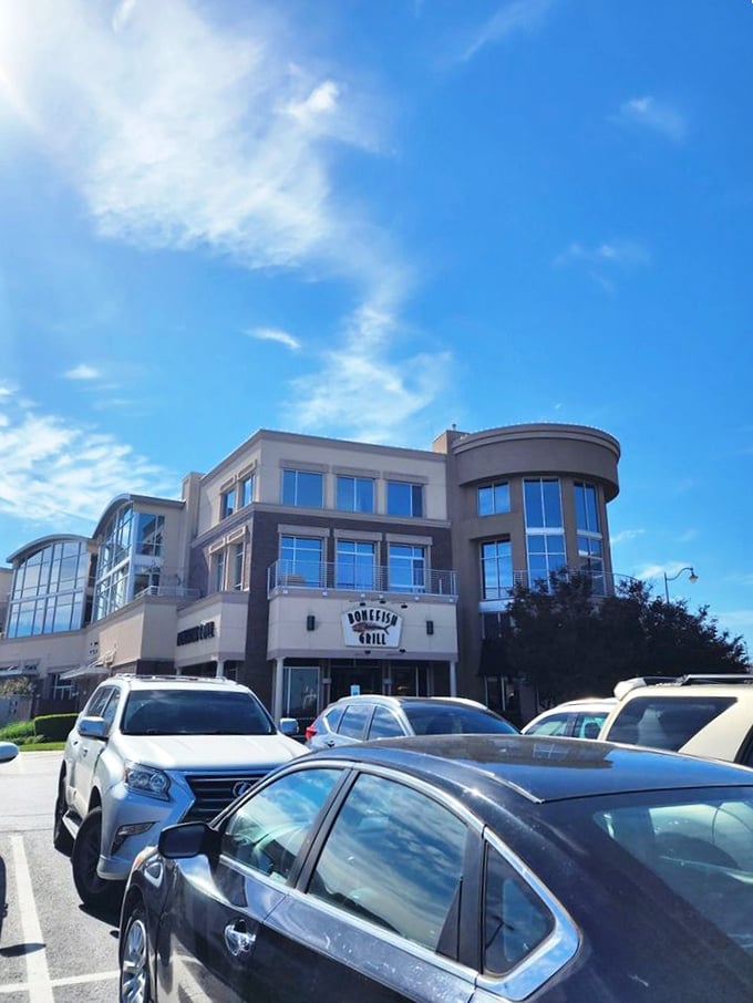Blue skies and seafood vibes. Bonefish Grill's exterior on a sunny day is like a postcard inviting you to a culinary adventure.