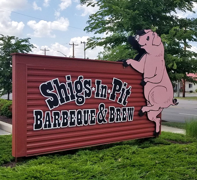 That pig isn't just climbing the sign&mdash;he's ascending to BBQ heaven, and inviting you to follow along for the delicious journey.