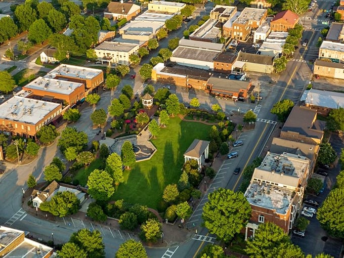 From up here, Madison looks like a perfectly planned dollhouse village. It's "SimCity: Southern Charm Edition" come to life!