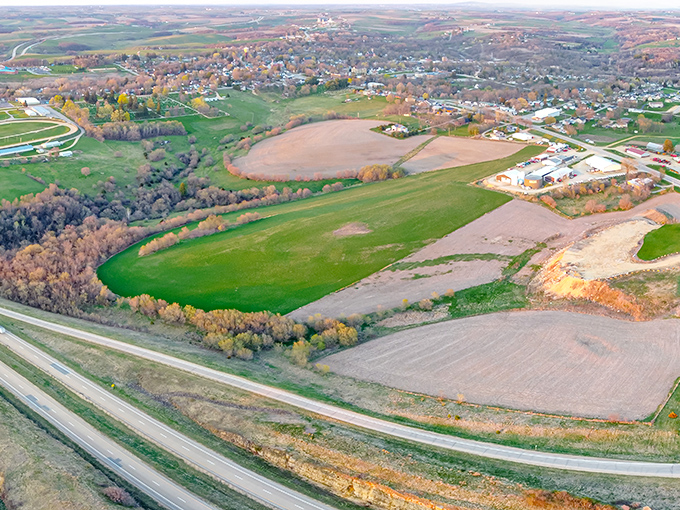 From up here, Mineral Point looks like a patchwork quilt of history, farmland, and small-town charm. No wonder the birds are always singing!