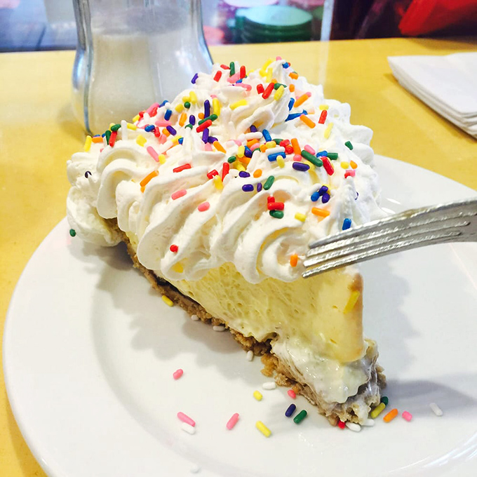 Banana cream pie that's more "ooh la la" than "aw, shucks." It's a slice of heaven that would make even Elvis say, "Thank you, thank you very much."