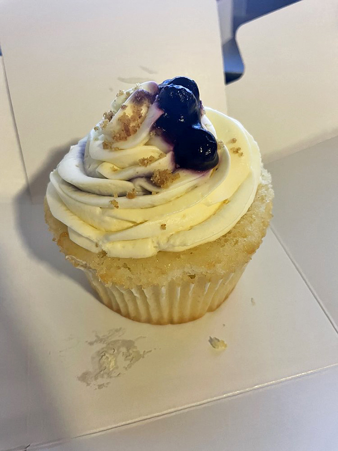 Hello, beautiful! This blueberry cupcake isn't just dessert; it's a sweet serenade to your taste buds, topped with a berry-licious chorus.