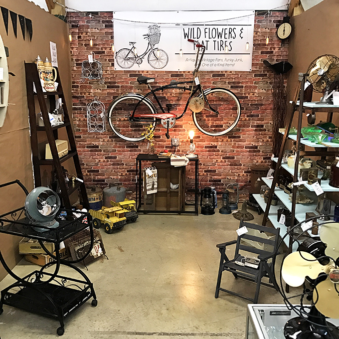 Booth-iful sights! Each vendor's space is a unique microcosm of the past, waiting for you to pedal down memory lane.