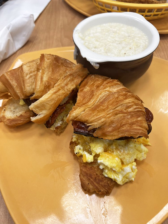 Breakfast sandwich or work of art? This croissant creation is proof that mornings can be beautiful. And delicious. Very, very delicious.