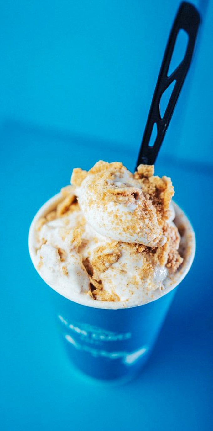 Cinnamon Toast Crunch ice cream: childhood nostalgia meets tropical indulgence. It's like Saturday morning cartoons went on vacation.