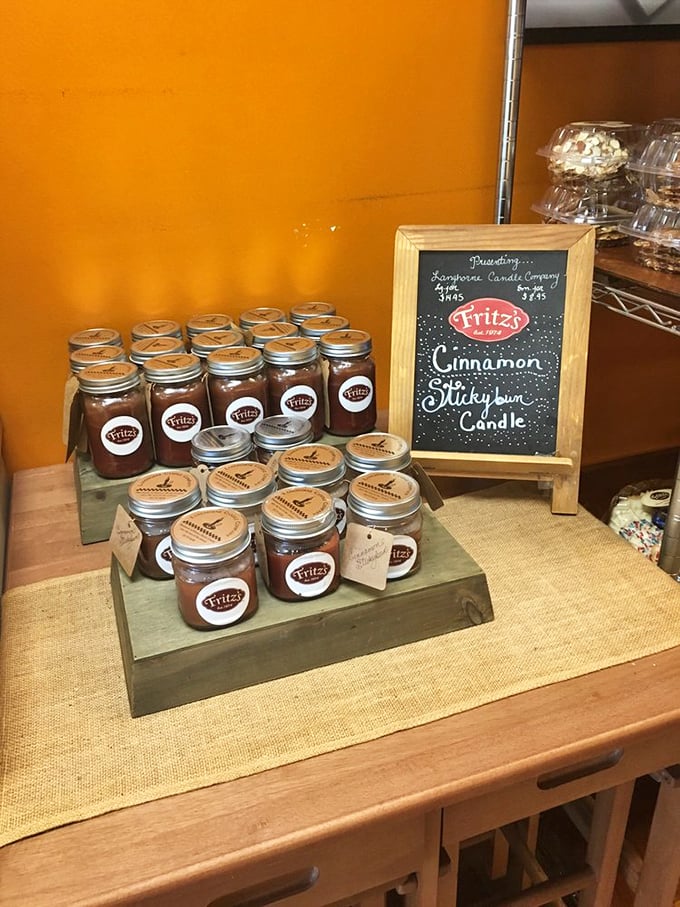 Take the scent of Fritz's home! These cinnamon sticky bun candles are the next best thing to having a bakery in your living room.