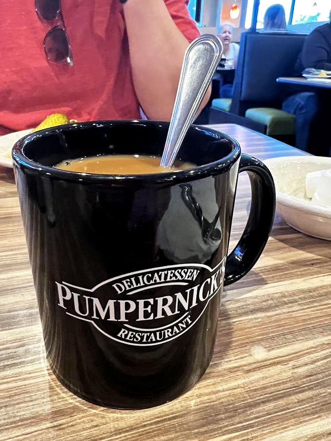 Pumpernick's coffee: because every great meal deserves a grand finale. This mug of liquid motivation is ready to fuel your post-sandwich adventures.