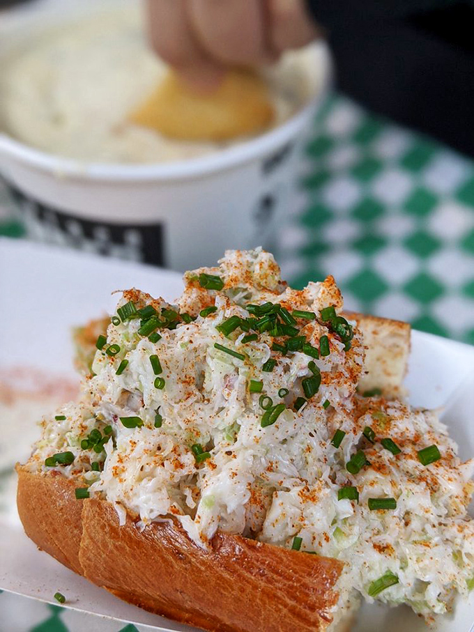 Crab-ulous creation! This roll is so packed with sweet meat, it's practically doing the crab walk off the plate.
