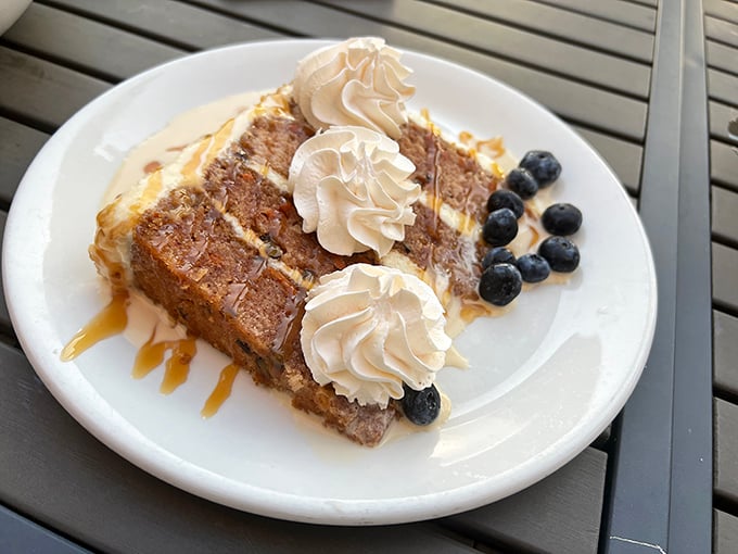 A slice of heaven that proves dessert is always a good idea. It's the perfect sweet ending to your seafood symphony – because even fish need a little sugar sometimes!