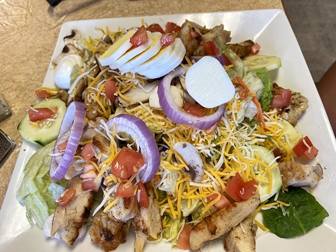 A salad that's not just rabbit food! This colorful plate proves that healthy can be hearty and delicious too.