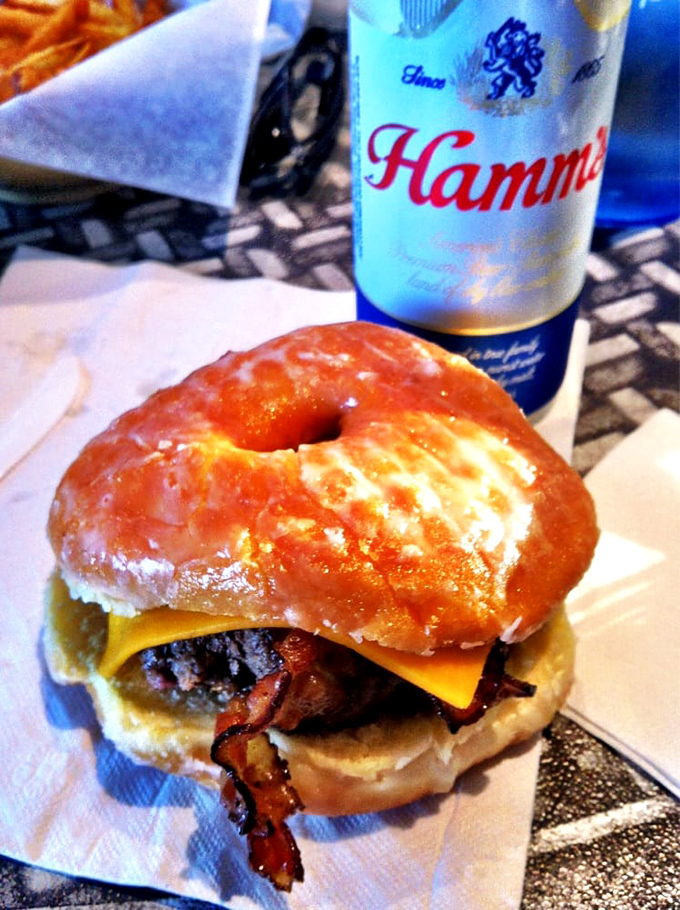 The donut burger: where breakfast meets lunch in a union so perfect, it could bring world peace. Or at least cure your hangover.