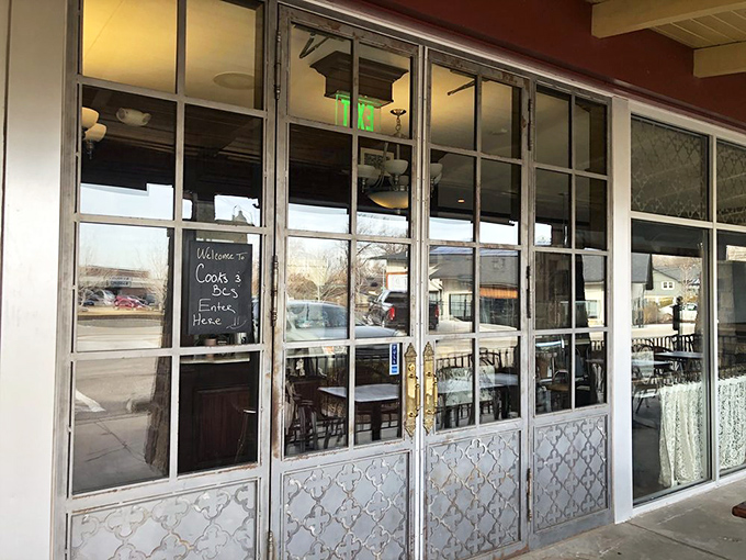 The gateway to gastronomic bliss. These doors don't just open, they beckon you into a world where calories don't count and coffee never ends.