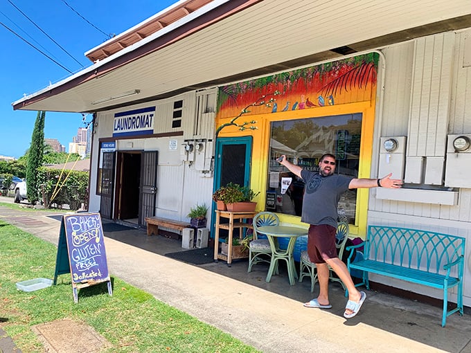 Where baked goods meet paradise! This exterior shot captures the essence of Pu'uwai Aloha Bakery - colorful, inviting, and guaranteed to make you smile.